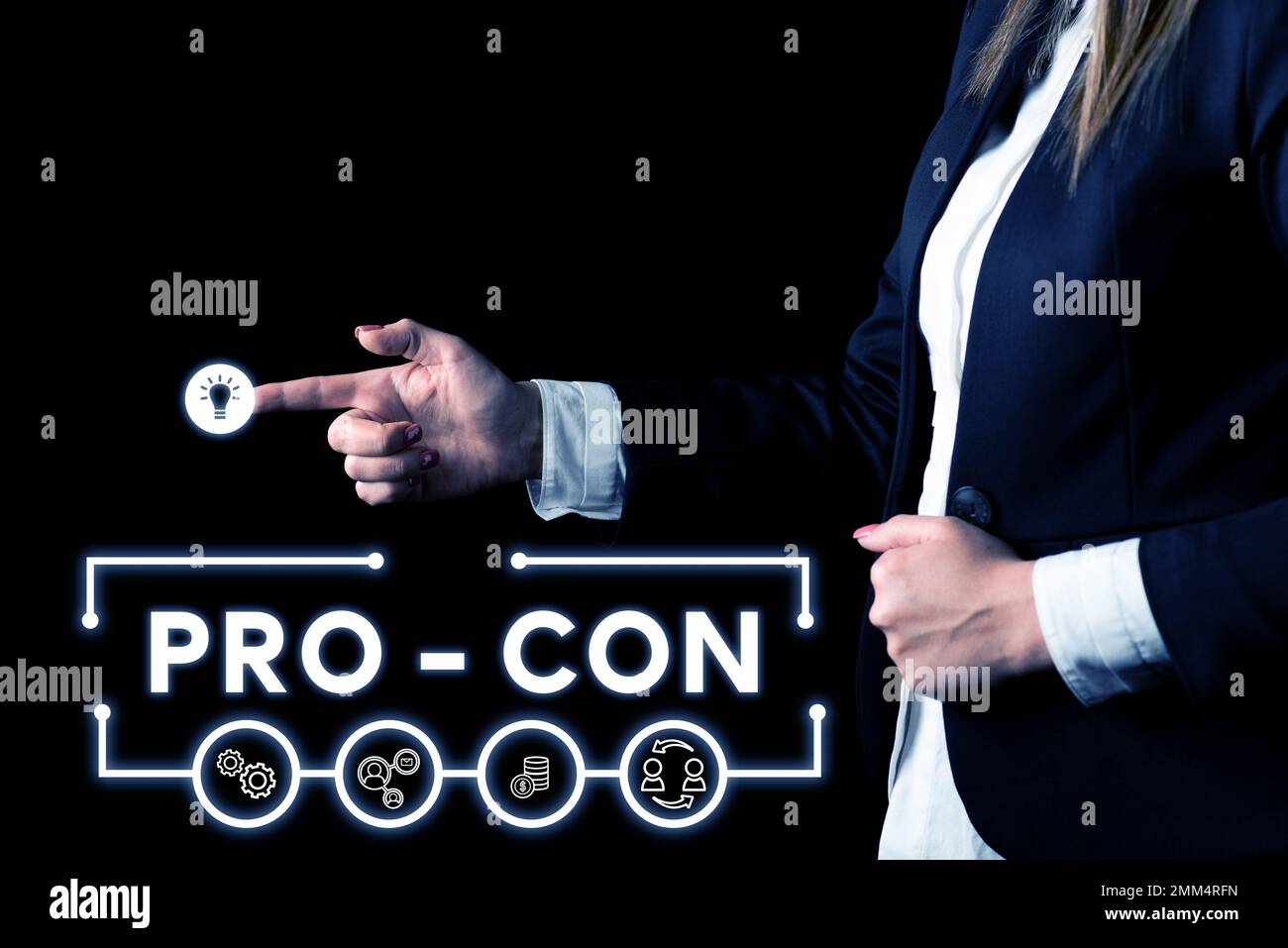 Text caption presenting Pro Con. Concept meaning everything its ...