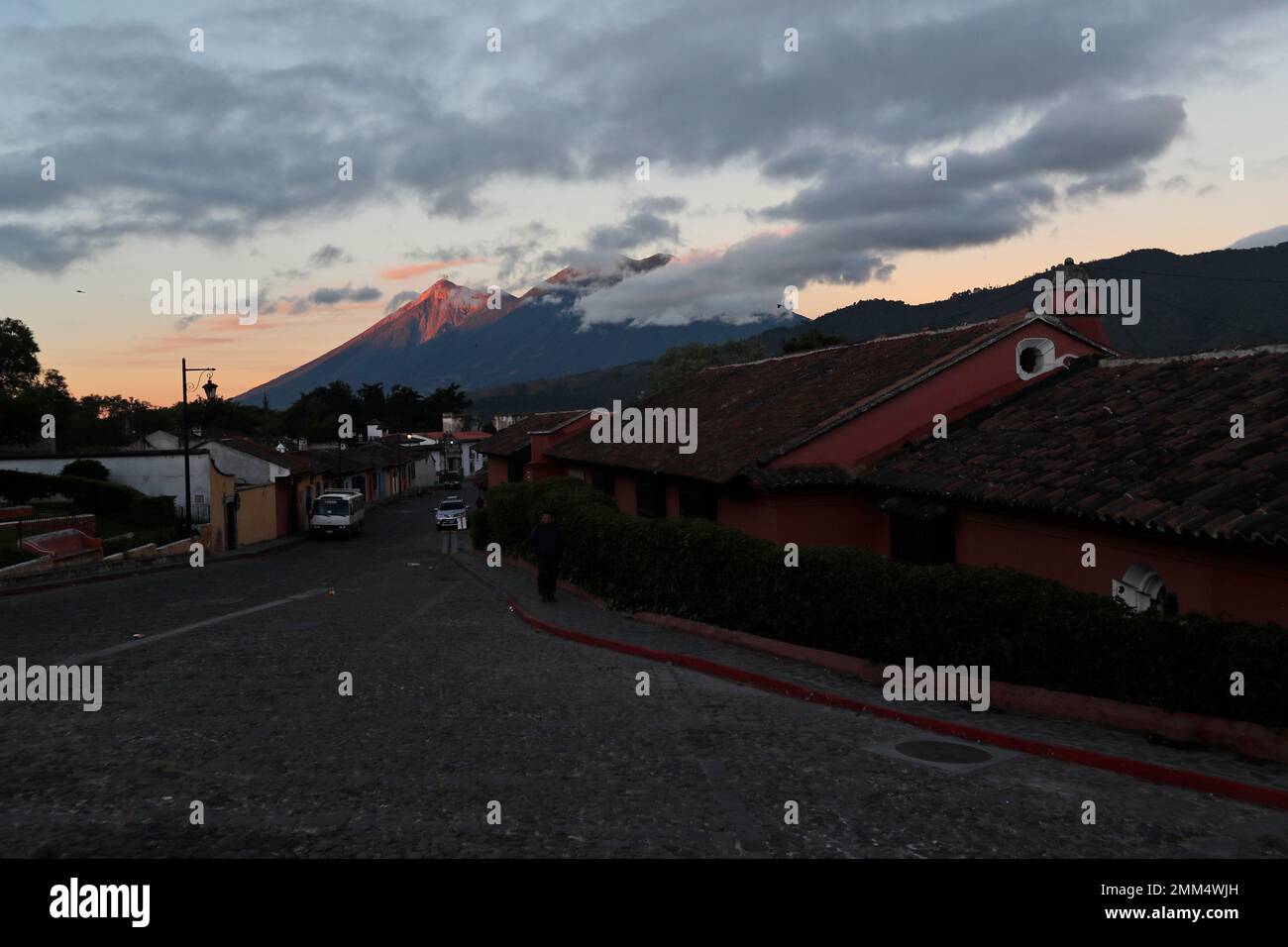 Volcan de Fuego or Volcano of Fire blows outs a thick cloud of ash in ...