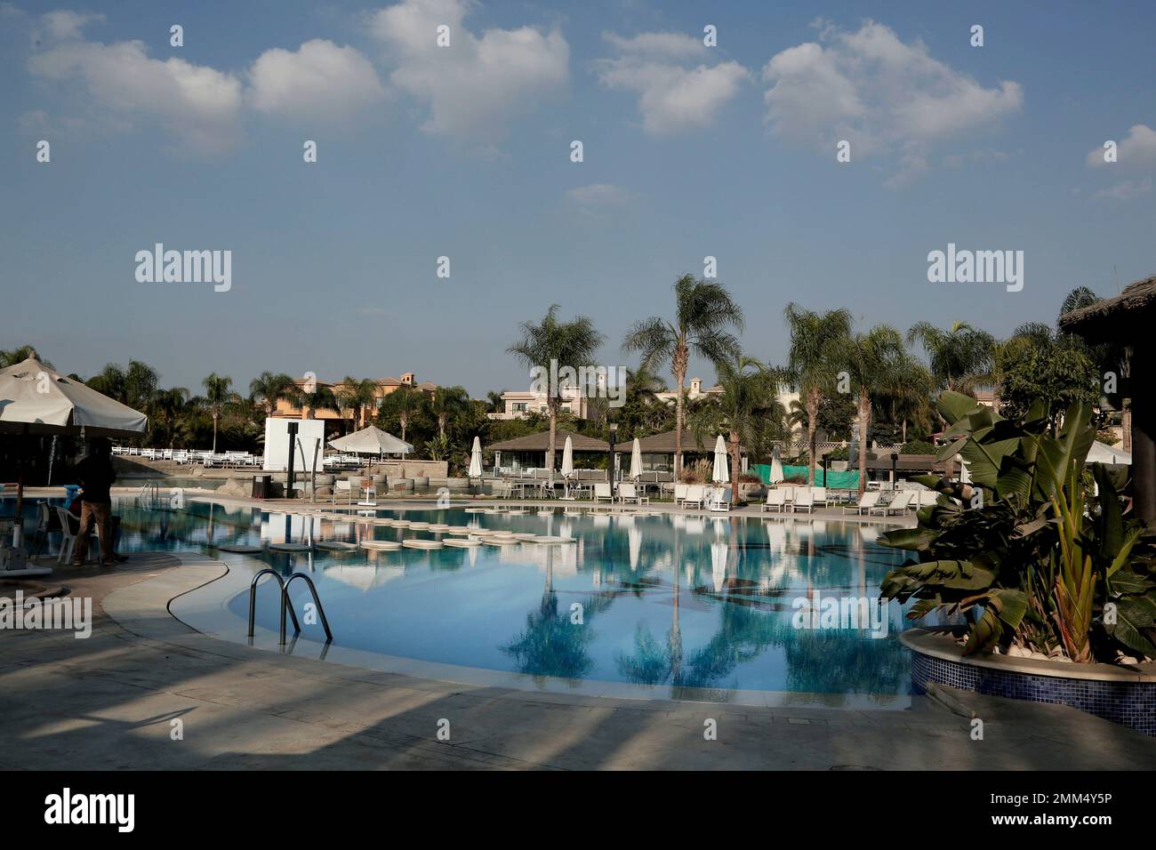 This Nov. 6, 2018 photo, shows a a pool inside a gated compound in Giza ...