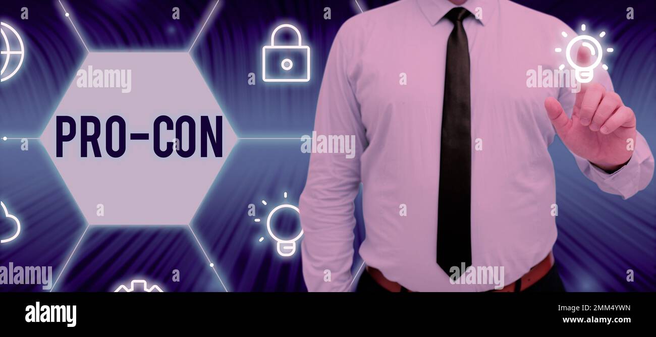 Text caption presenting Pro Con. Business showcase everything its ...