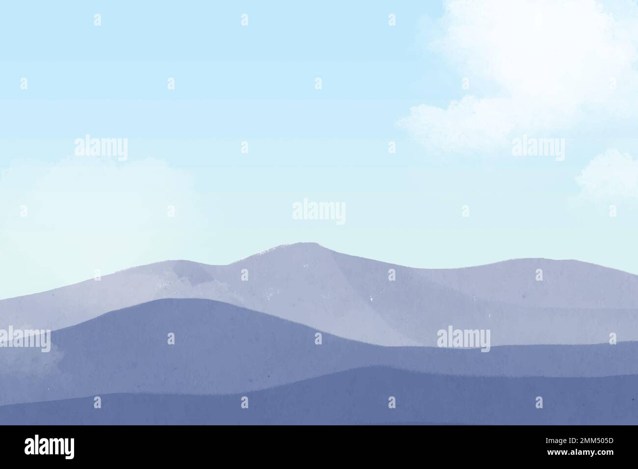 Blue mountain clouds vector, minimal aesthetics Stock Vector Image ...