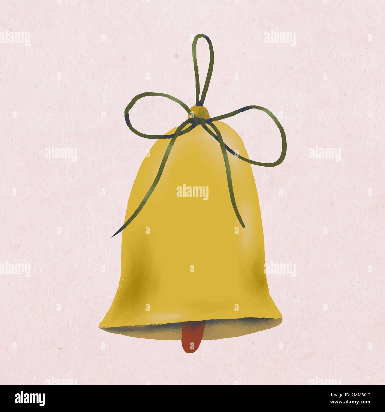 Gold bell doodle, Christmas hand drawn vector, cute winter holidays ...