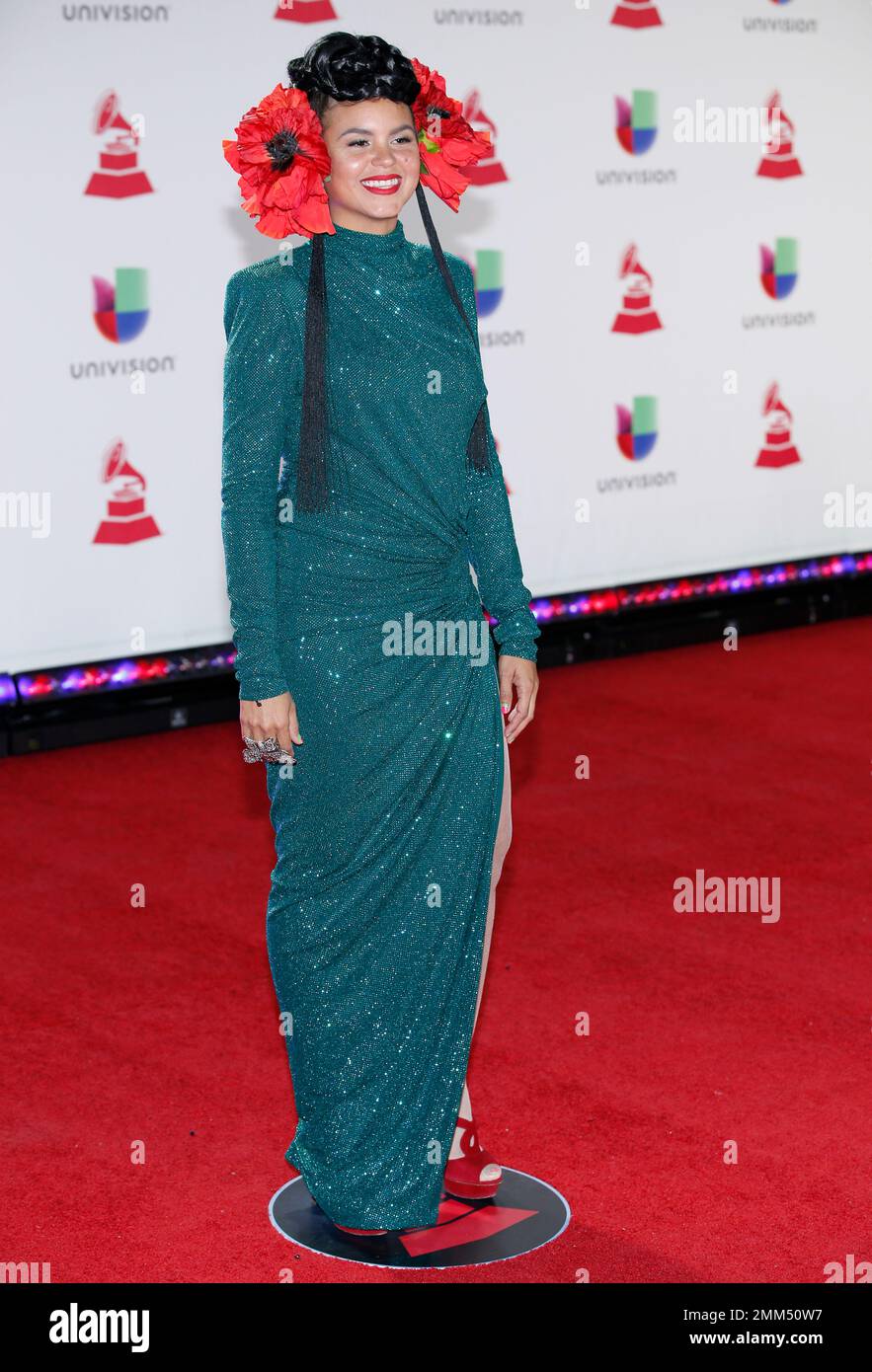 Li Saumet arrives at the Latin Grammy Awards on Thursday, Nov. 15, 2018 ...