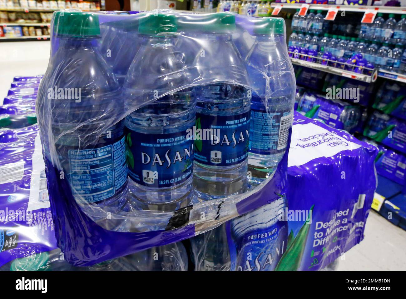 This is Dasani bottled water, a Coca-Cola product, on display at a ...