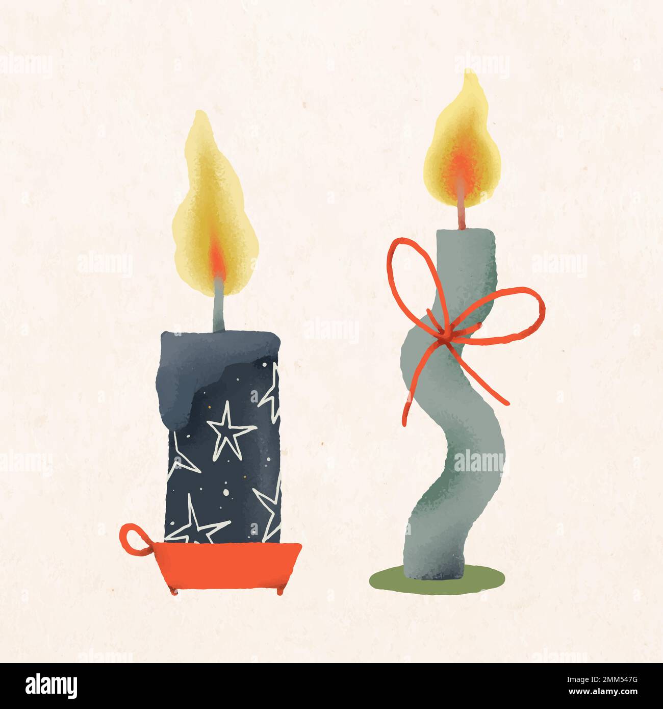 Christmas candles doodle, decorative hand drawn vector, cute winter ...