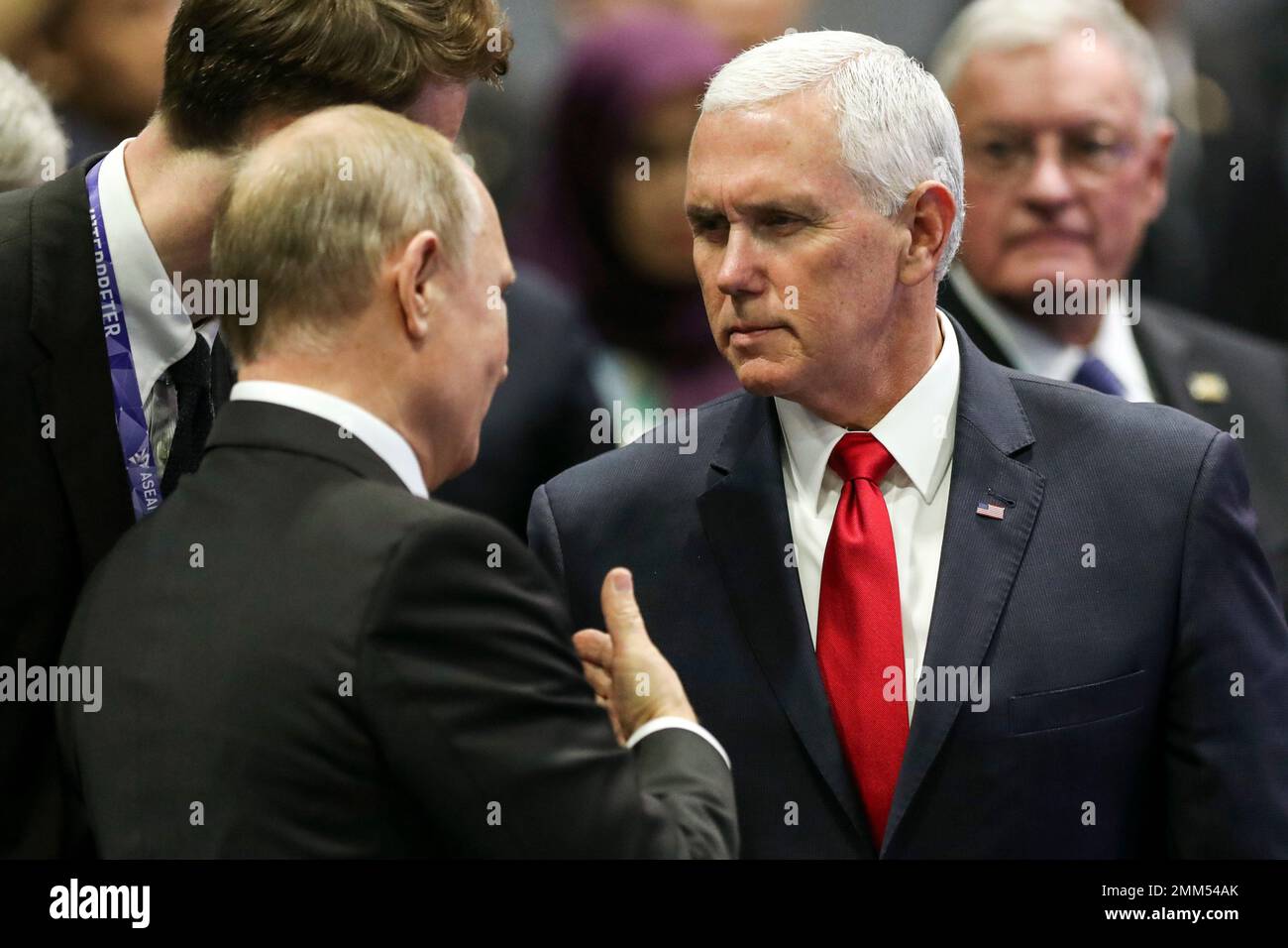U S Vice President Mike Pence Right Speaks With Russian President