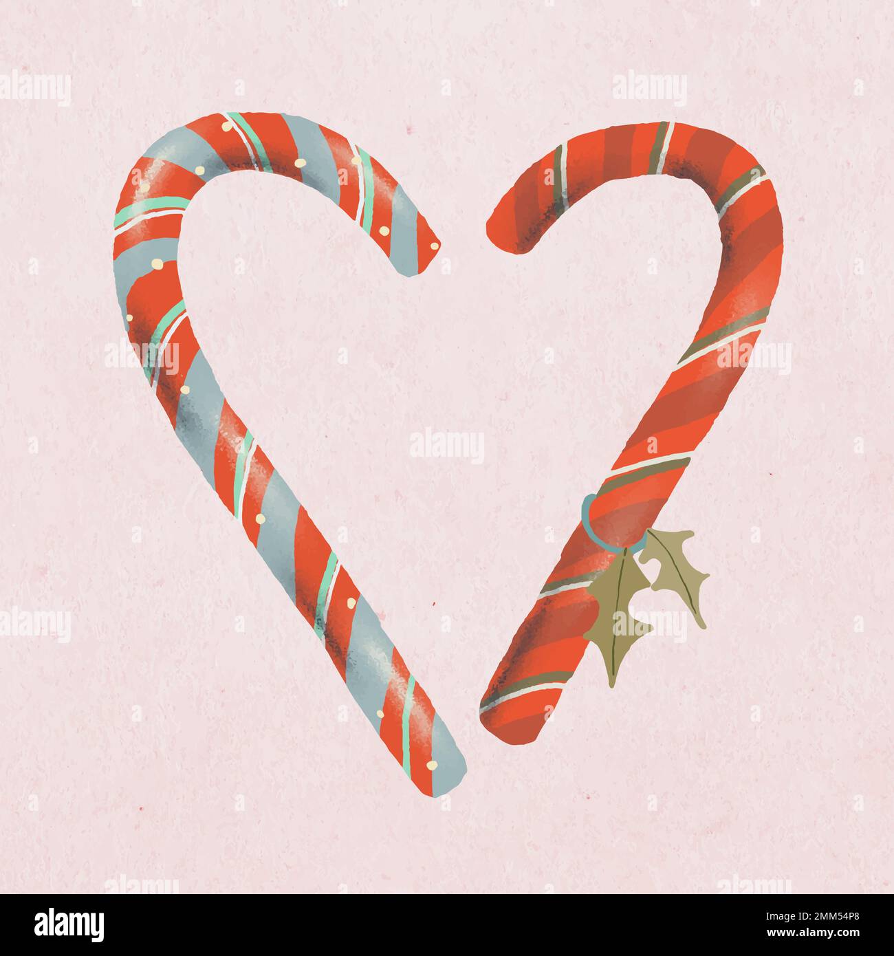 Christmas sticker, candy canes vector, hand drawn illustration Stock ...