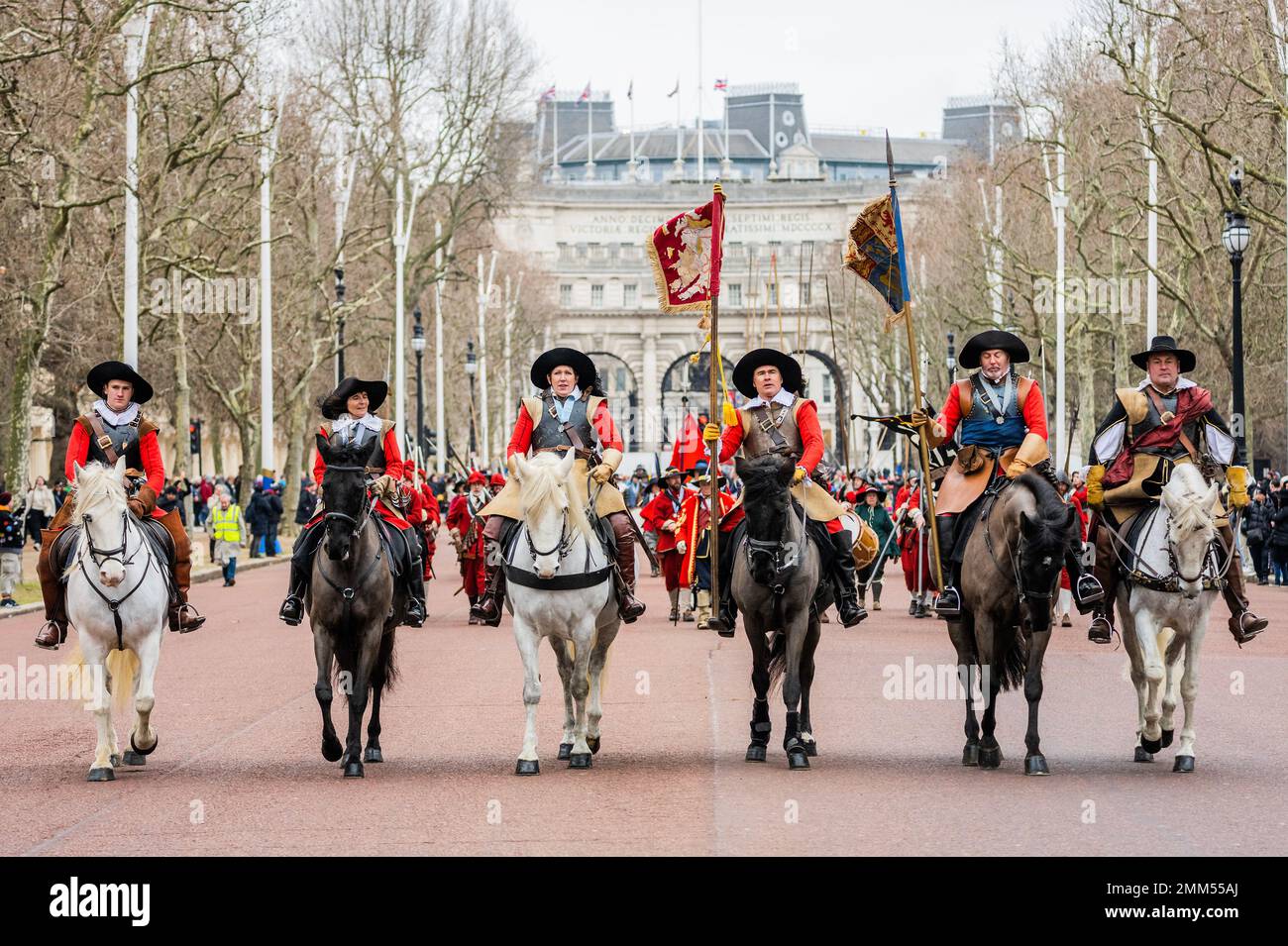 London, UK. 29th Jan, 2023. Marching back down the Mall - The King's ...