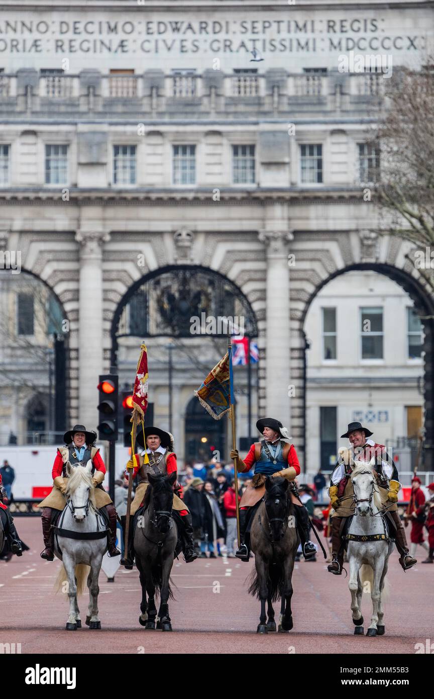 London, UK. 29th Jan, 2023. Marching back down the Mall - The King's ...