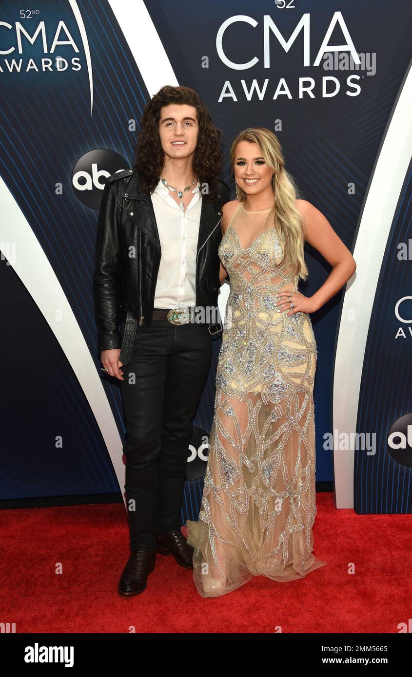 Cade Foehner, left, and Gabby Barrett arrive at the 52nd annual CMA ...