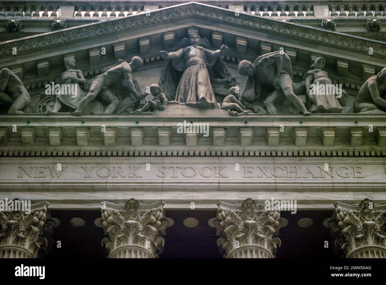 INTEGRITY PROTECTING THE WORKS OF MAN PEDIMENT (©GEORGE QUINCY ADAMS WARD 1903) NEW YORK STOCK ...