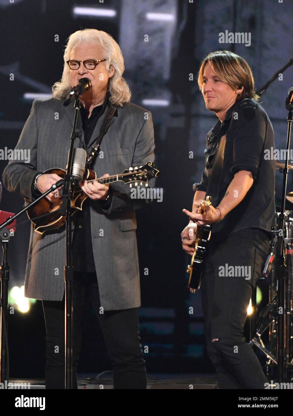 Ricky Skaggs, left, and Keith Urban perform at the 52nd annual CMA ...