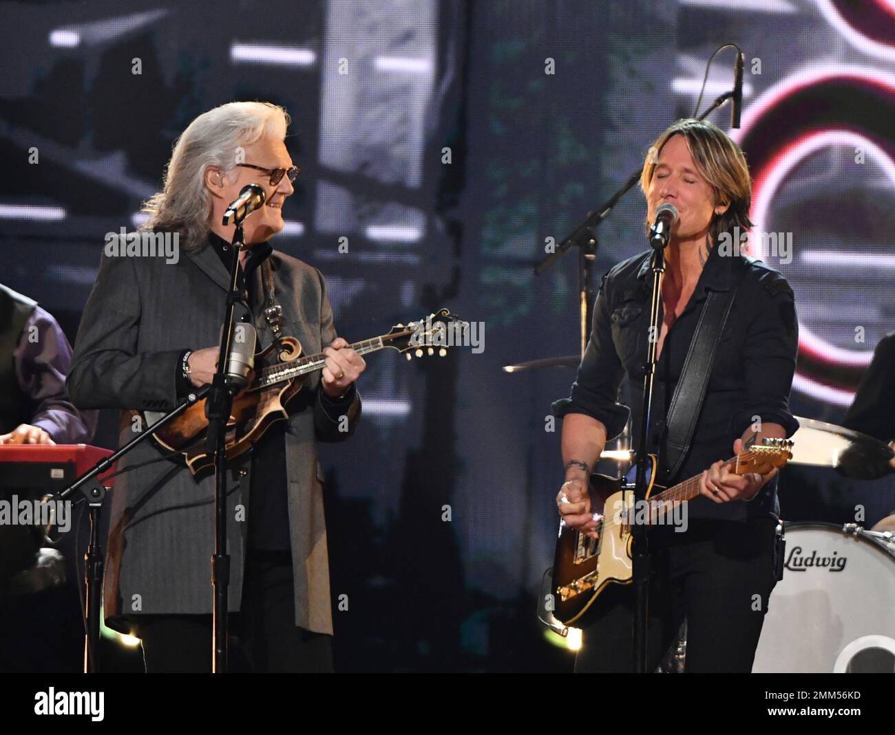 Ricky Skaggs, left, and Keith Urban perform at the 52nd annual CMA ...