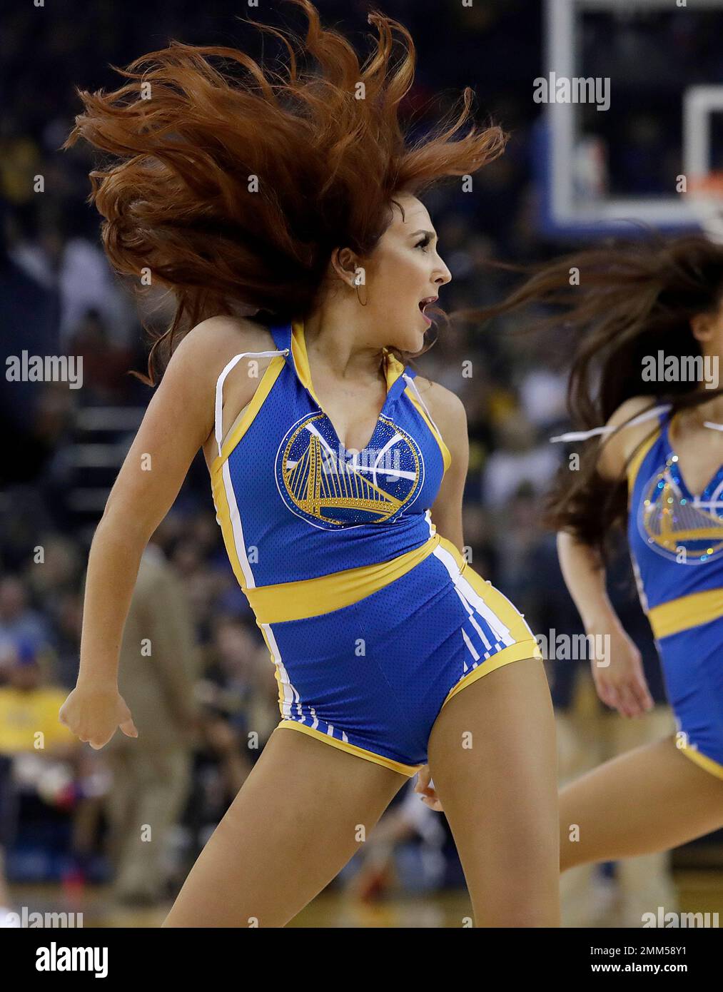Golden State Warriors cheerleaders perform during an NBA basketball ...