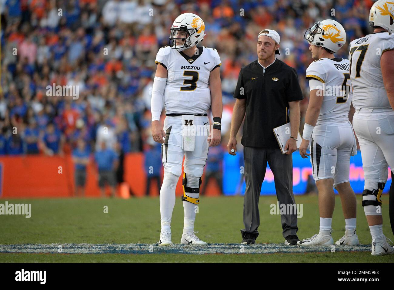 Missouri quarterback Drew Lock (3) waits along the sideline during an ...