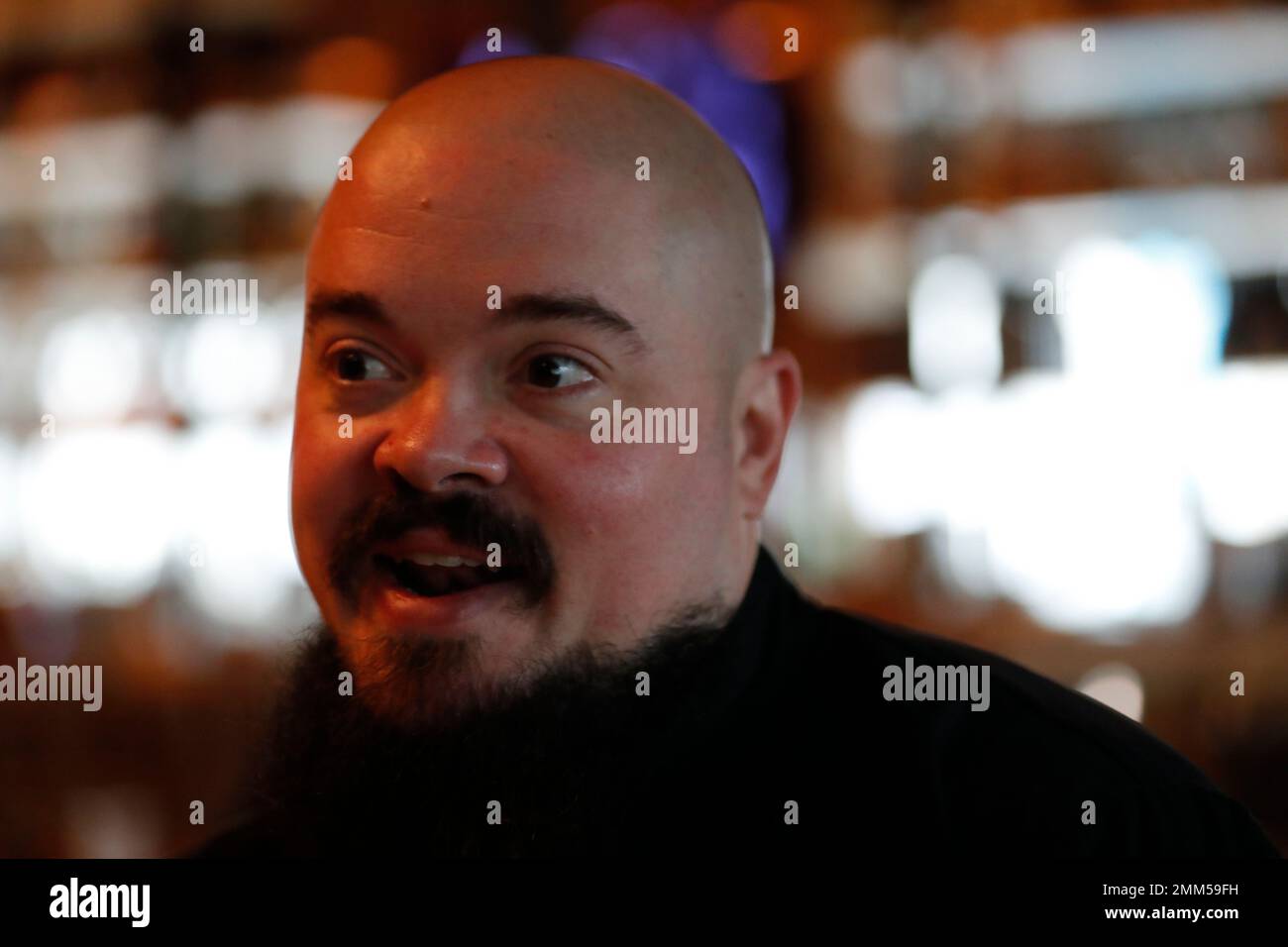 Chef Isaac Toups speaks during an interview with the Associated Press ...