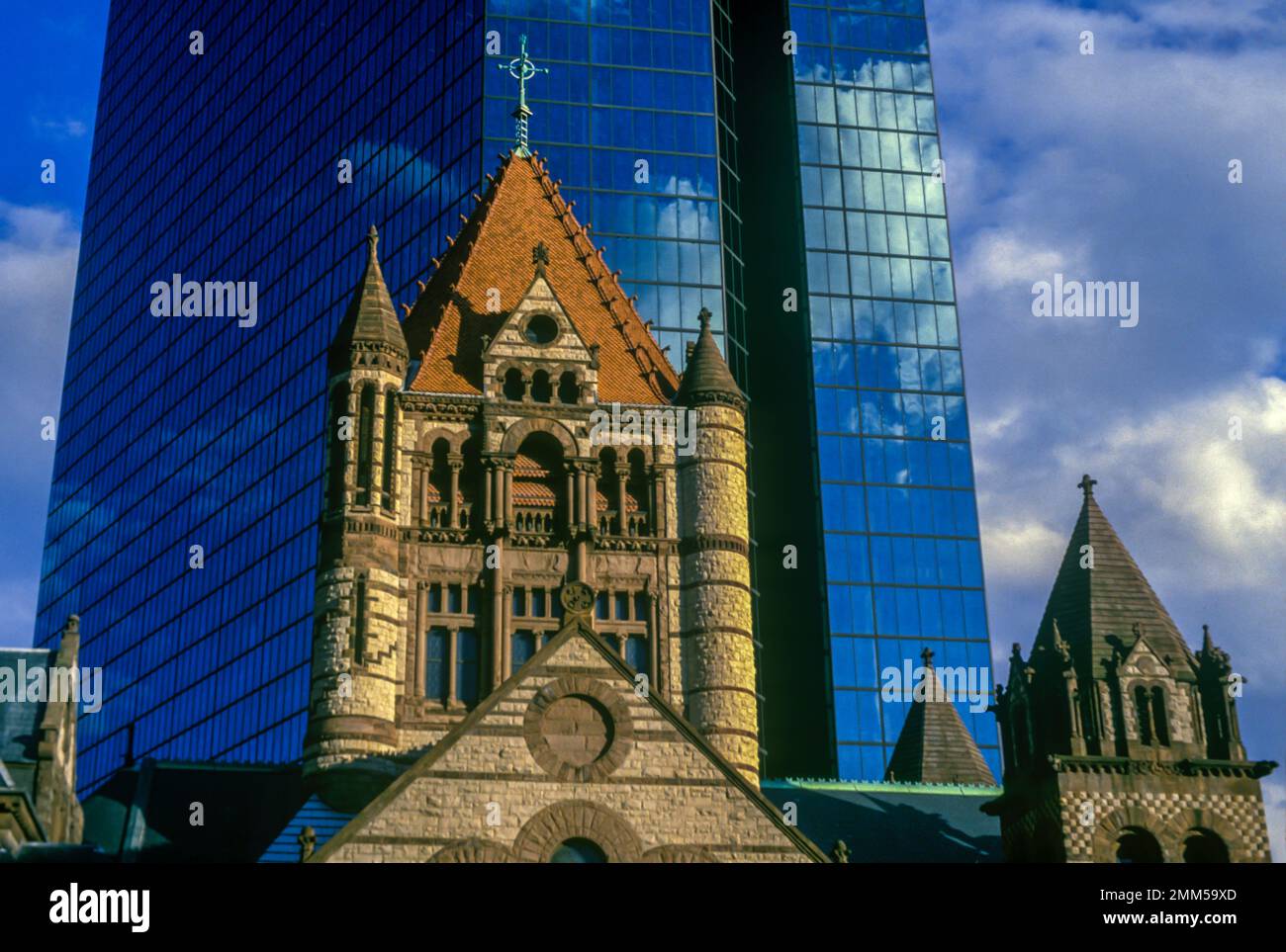 TRINITY CHURCH AND JOHN HANCOCK TOWER BUILDING BOSTON MASSACHUSETTS USA ...