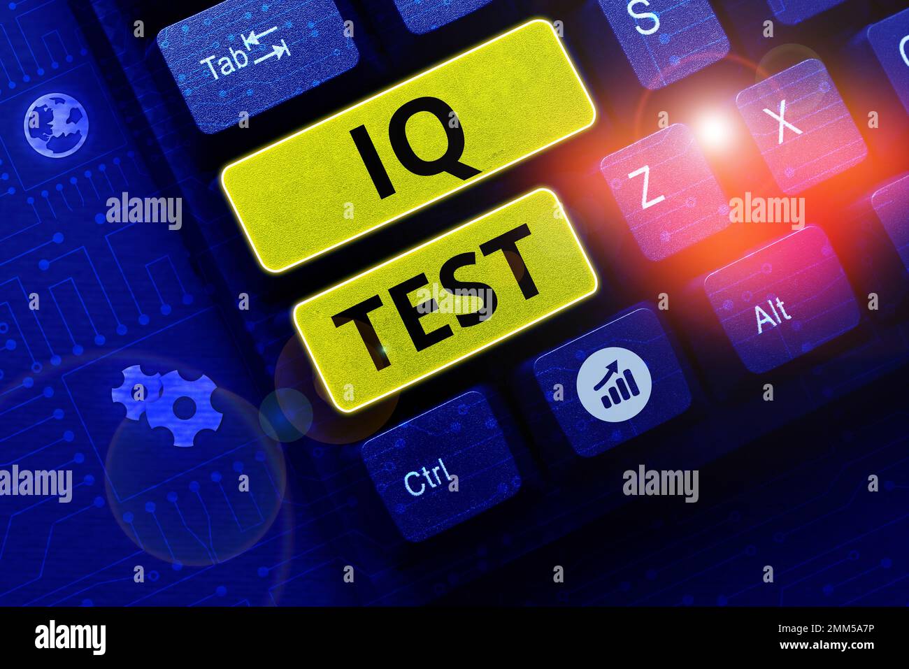 Text caption presenting Iq Test. Word for attempt to measure your ...