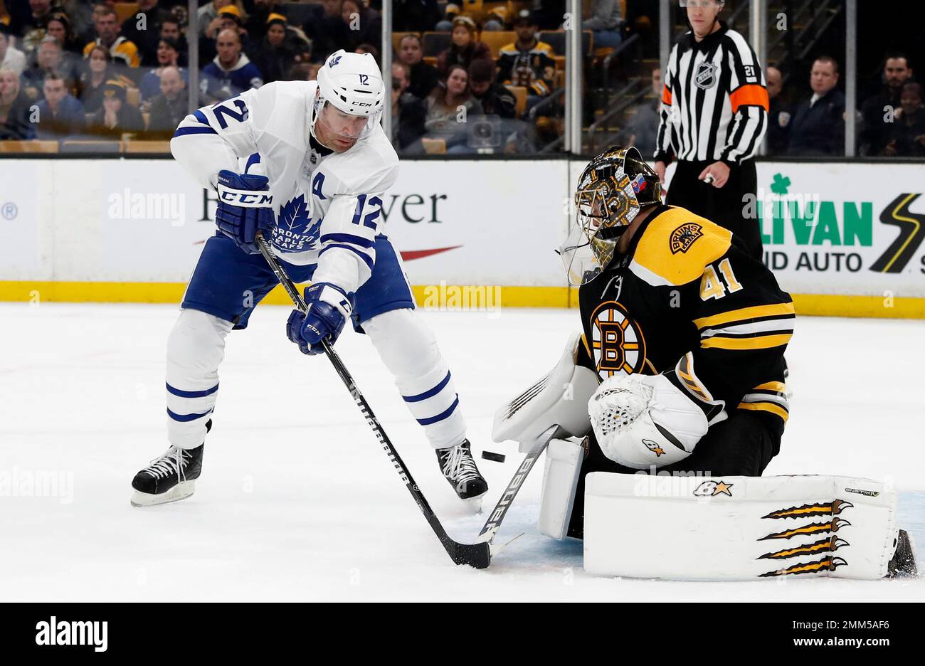 Boston Bruins goaltender Jaroslav Halak makes a save on Toronto Maple ...
