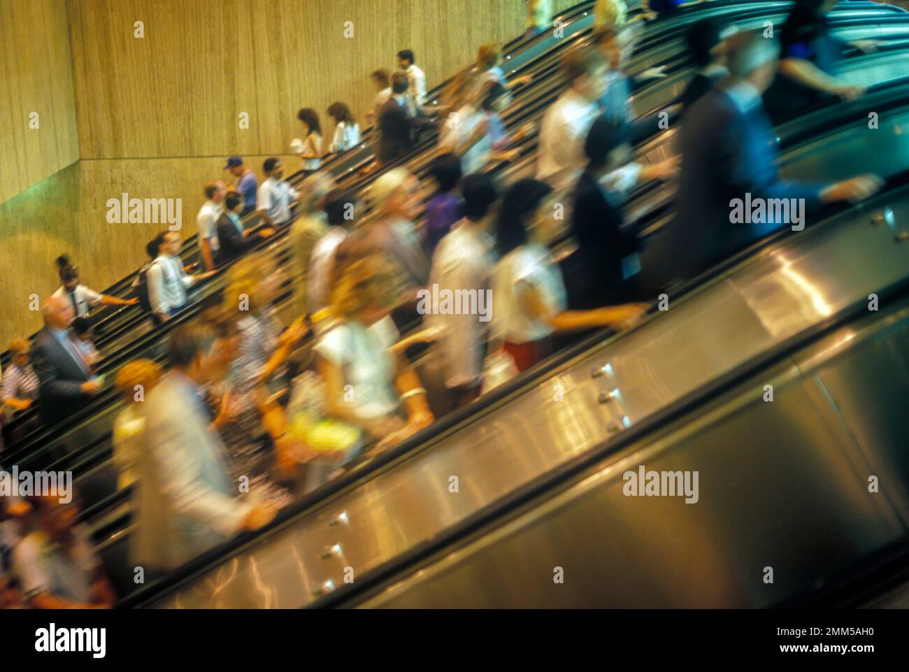 1988 HISTORICAL CROWD OF COMMUTERS ON ESCALATORS WORLD TRADE CENTER ...