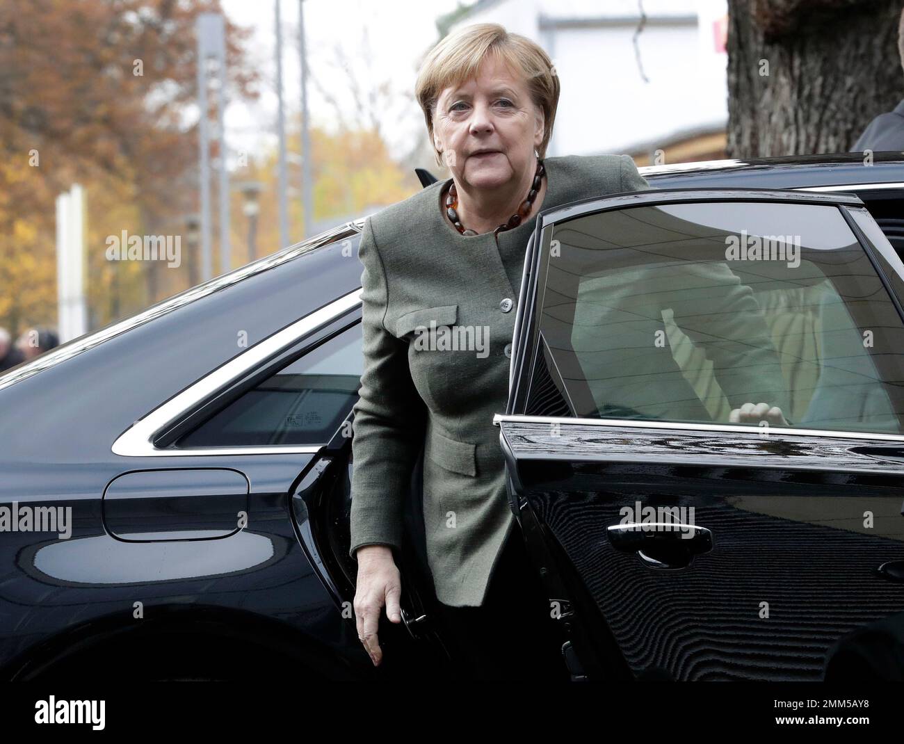 German Chancellor Angela Merkel arrives for a two-day retreat of the ...