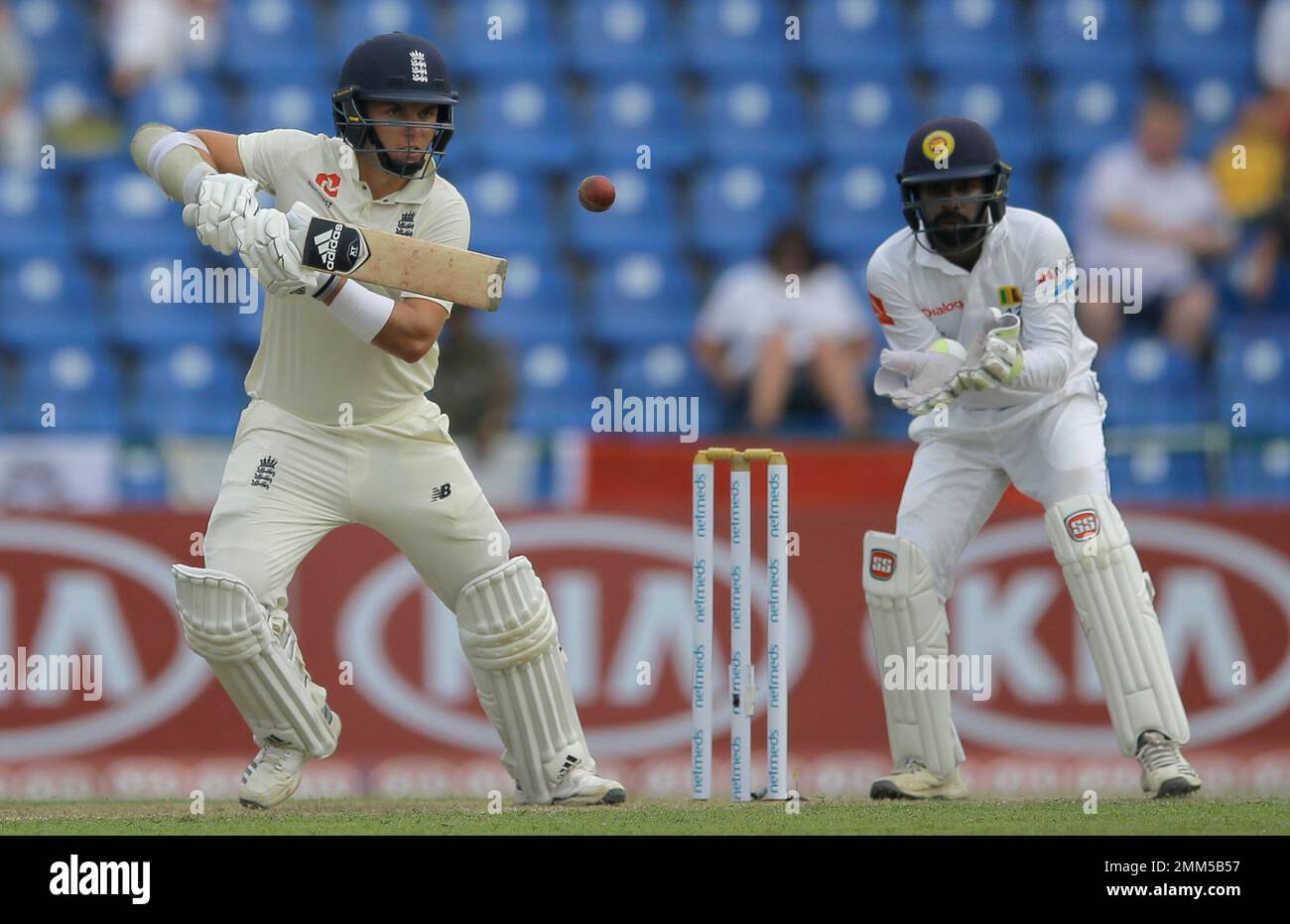 England's Sam Curran plays a shot as Sri Lanka's Niroshan Dickwella ...