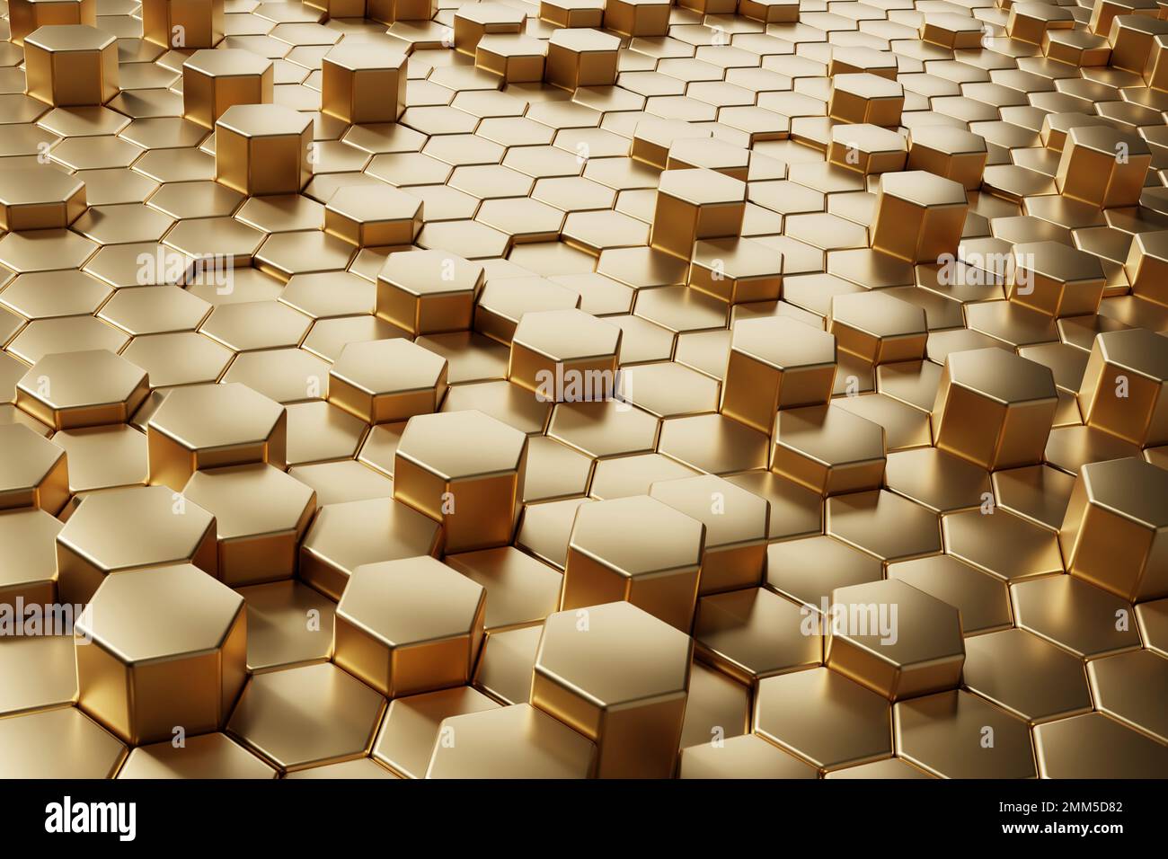 Abstract Golden hexagon background 3d Stock Photo - Alamy