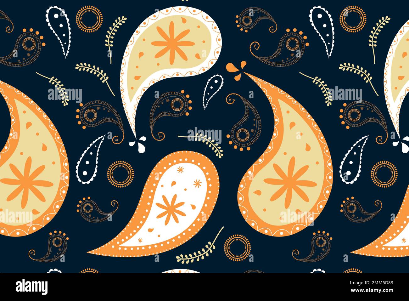 Cute paisley background, floral pattern in abstract orange vector Stock ...
