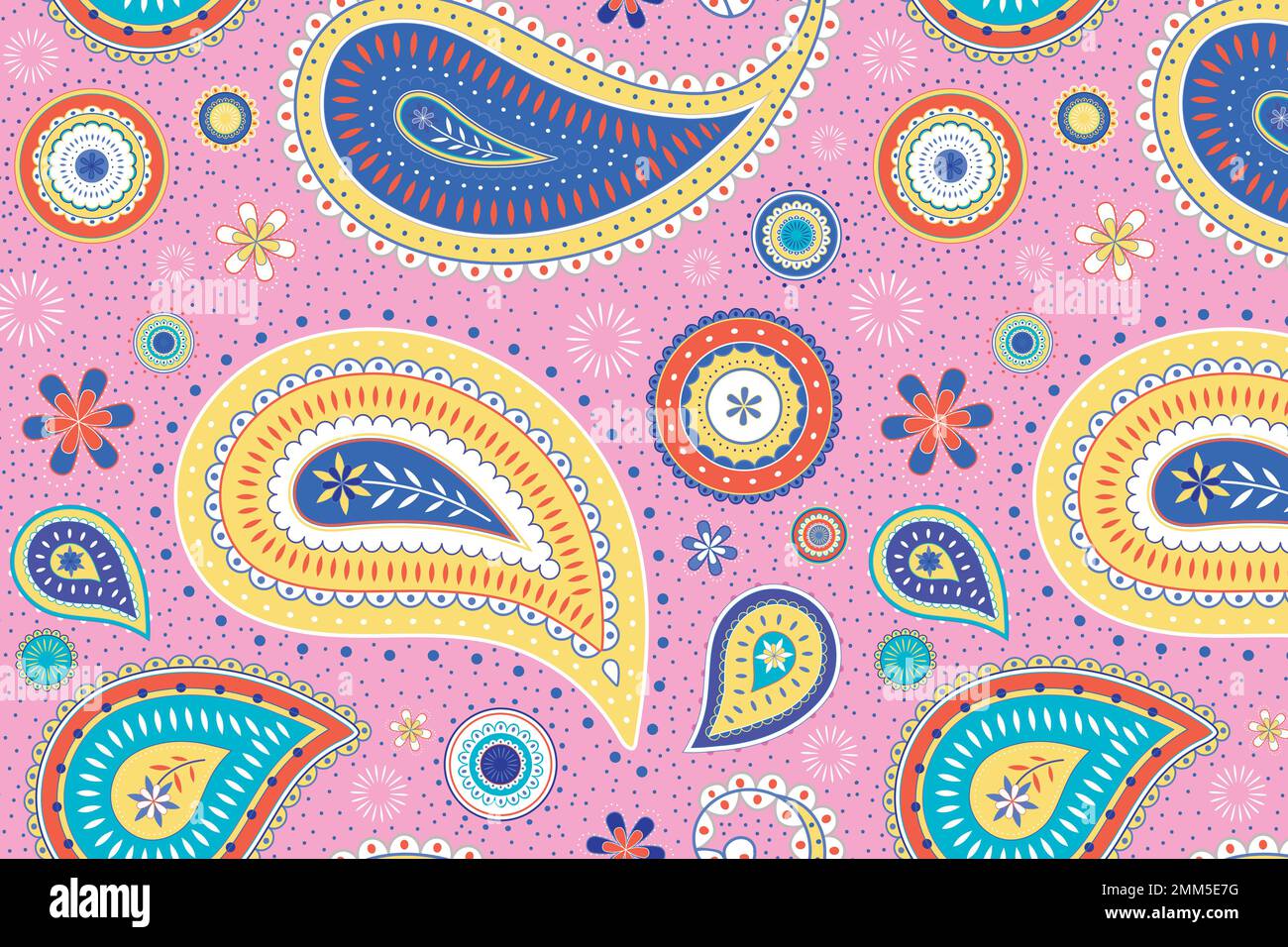 Pink paisley background, traditional pattern in feminine design vector ...