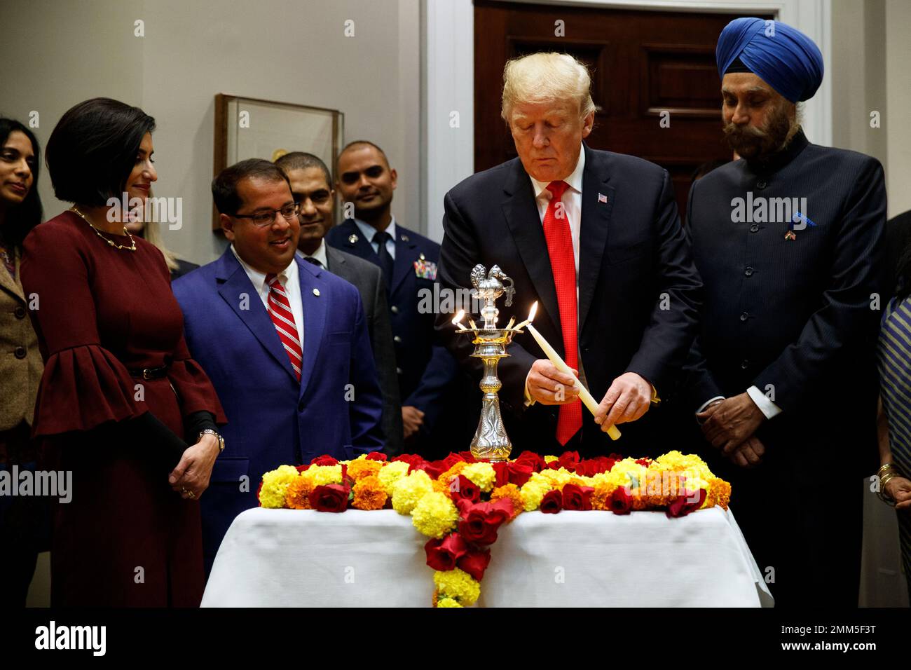 President Donald Trump participates in a Diwali ceremonial lighting of ...