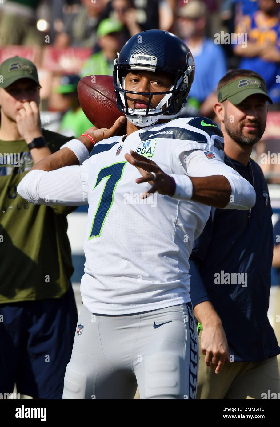 Seattle Seahawks quarterback Brett Hundley (7) throws a pass during ...