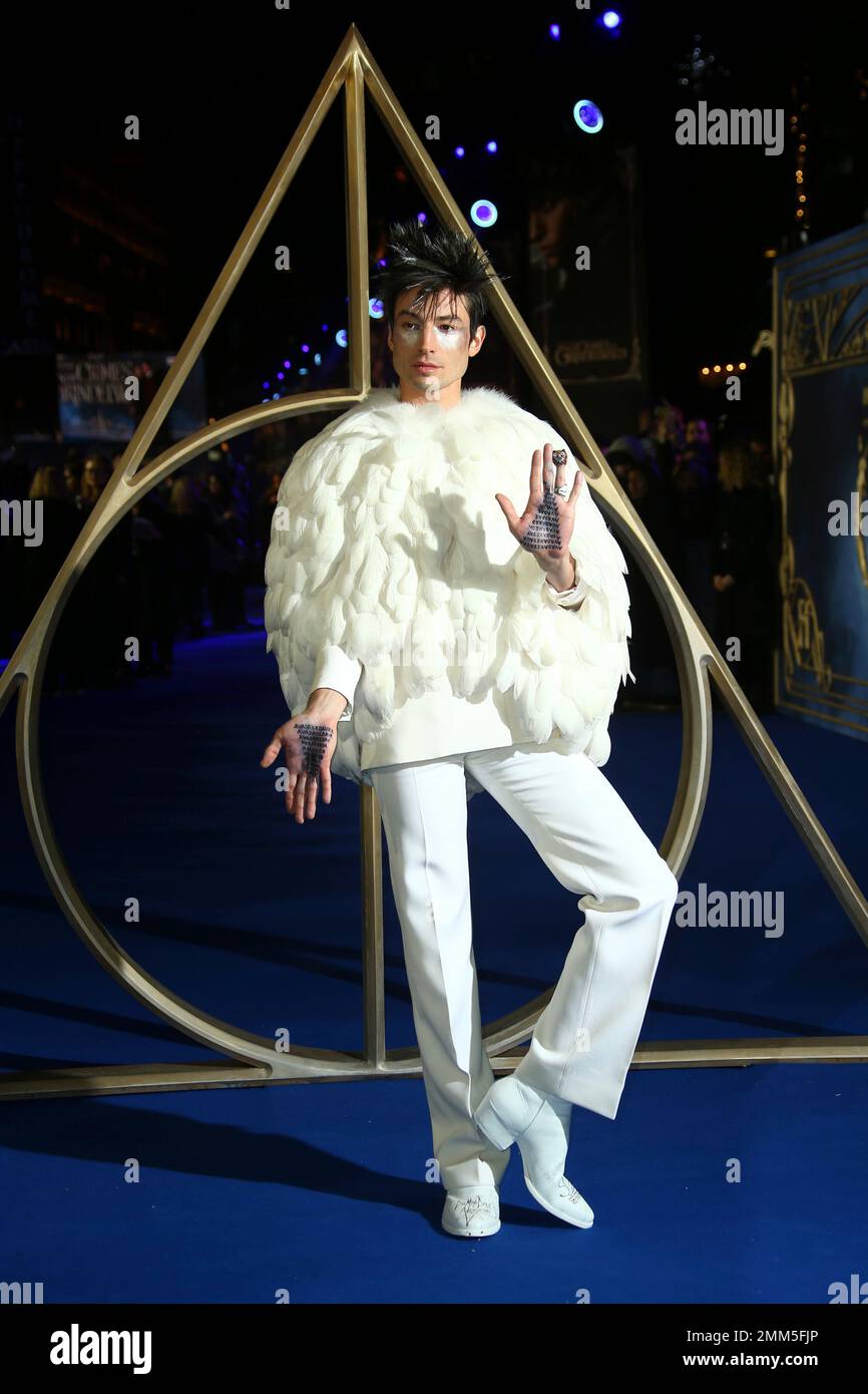 Actor Ezra Miller poses for photographers upon arrival at the premiere ...