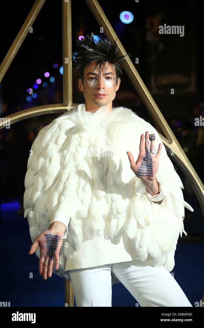 Actor Ezra Miller poses for photographers upon arrival at the premiere ...