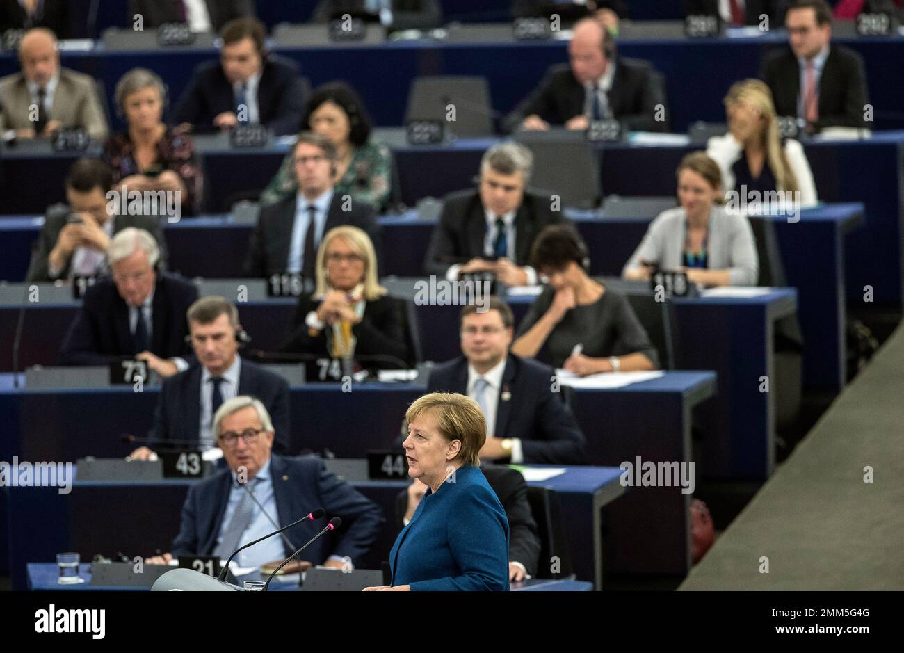 German Chancellor Angela Merkel debates the future of Europe with the ...