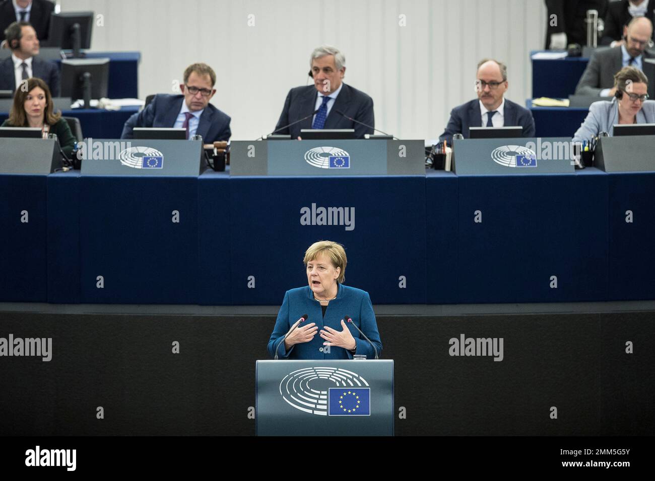 German Chancellor Angela Merkel debates the future of Europe with the ...