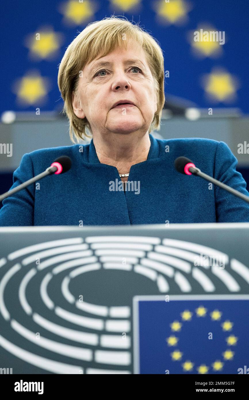 German Chancellor Angela Merkel debates the future of Europe with the ...