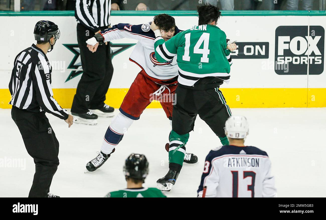 Columbus Blue Jackets forward Josh Anderson (77) and Dallas Stars ...