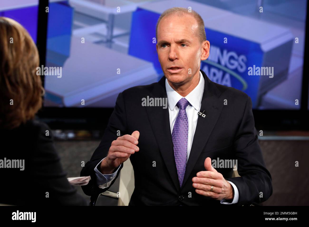 Boeing CEO Dennis Muilenburg is interviewed by Maria Bartiromo during ...