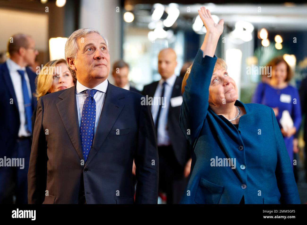 German Chancellor Angela Merkel waves as she arrives at the European ...