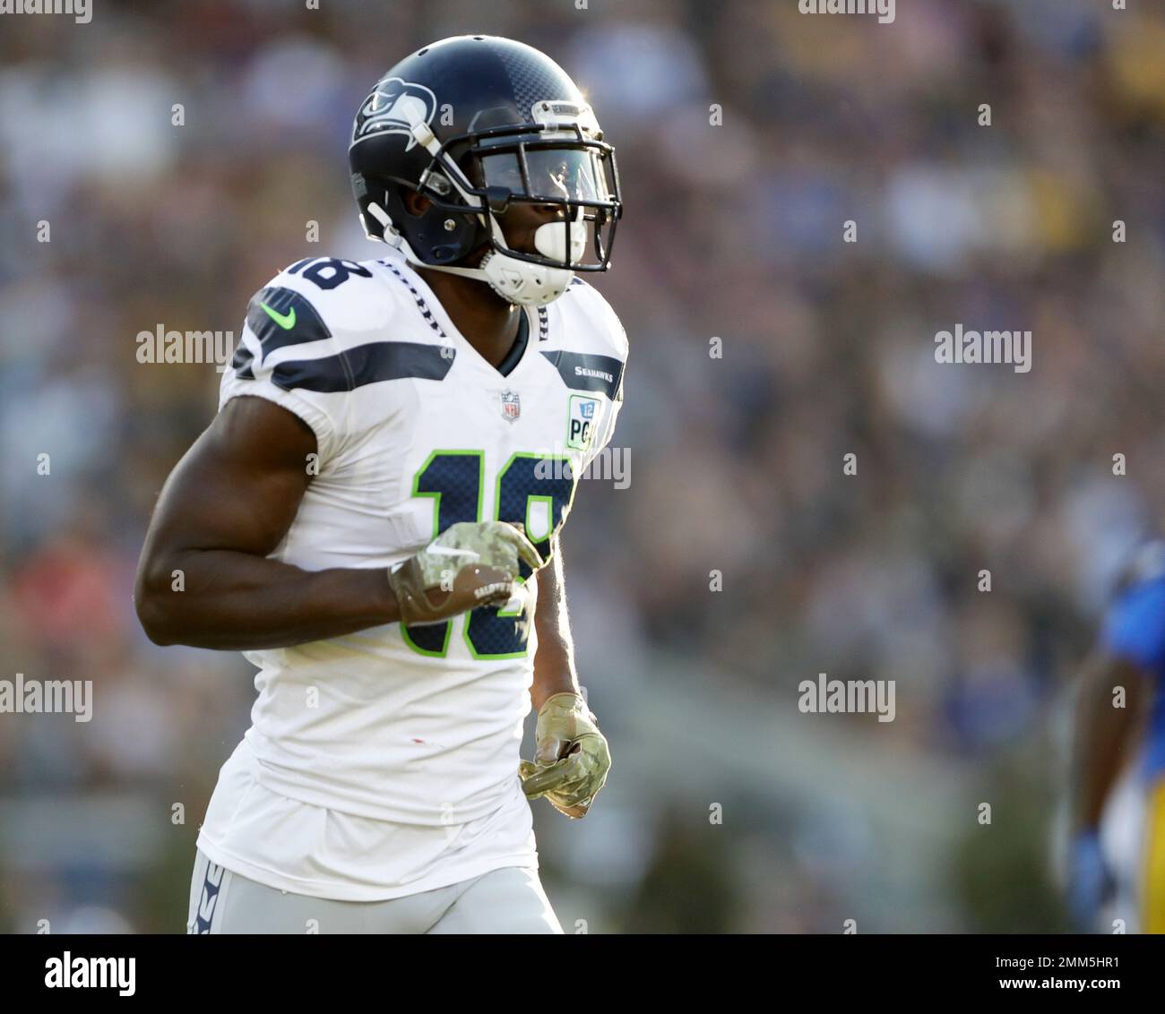 Seattle Seahawks wide receiver Jaron Brown runs to the line of ...