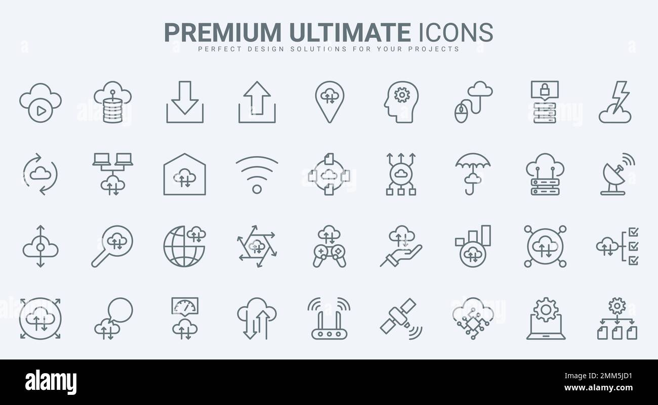 Cloud computing thin line icons set vector illustration. Outline ...