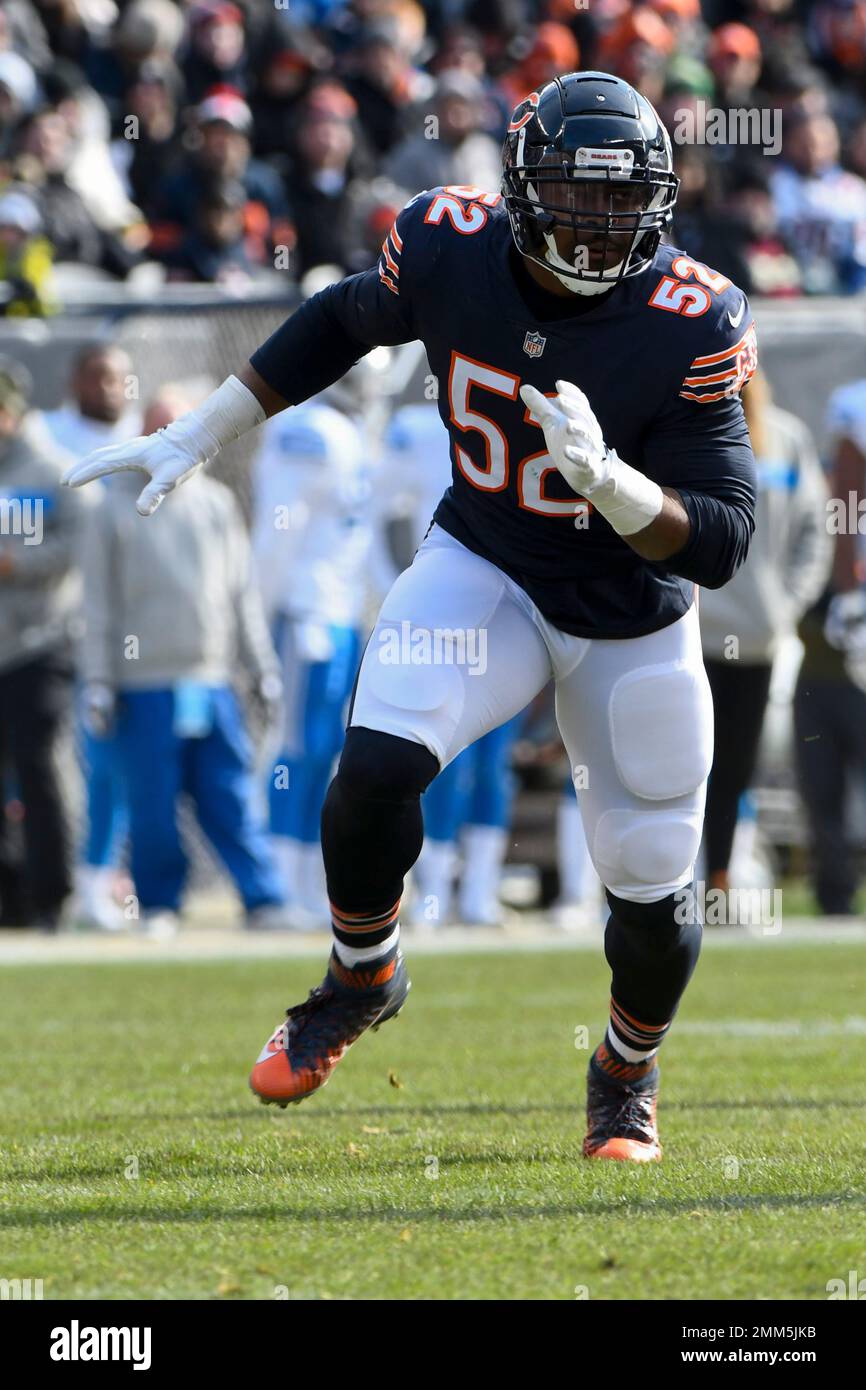 Chicago Bears outside linebacker Khalil Mack (52) tackles against ...