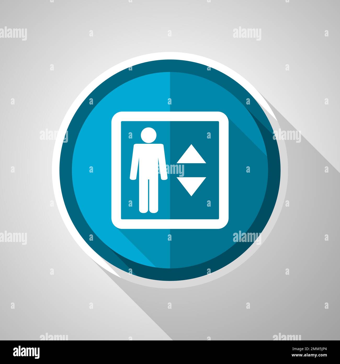 Elevator, lift symbol, flat design vector blue icon with long shadow ...