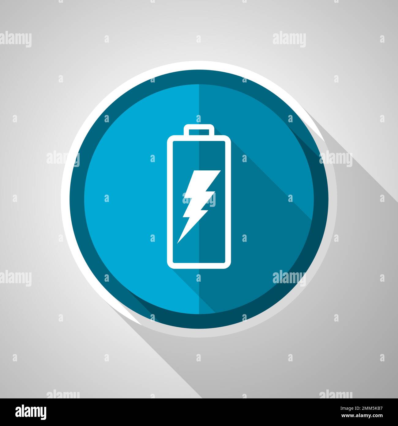 Battery symbol, flat design vector blue icon with long shadow Stock ...