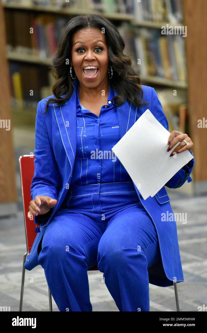 Former first lady Michelle Obama speaks with students about her ...