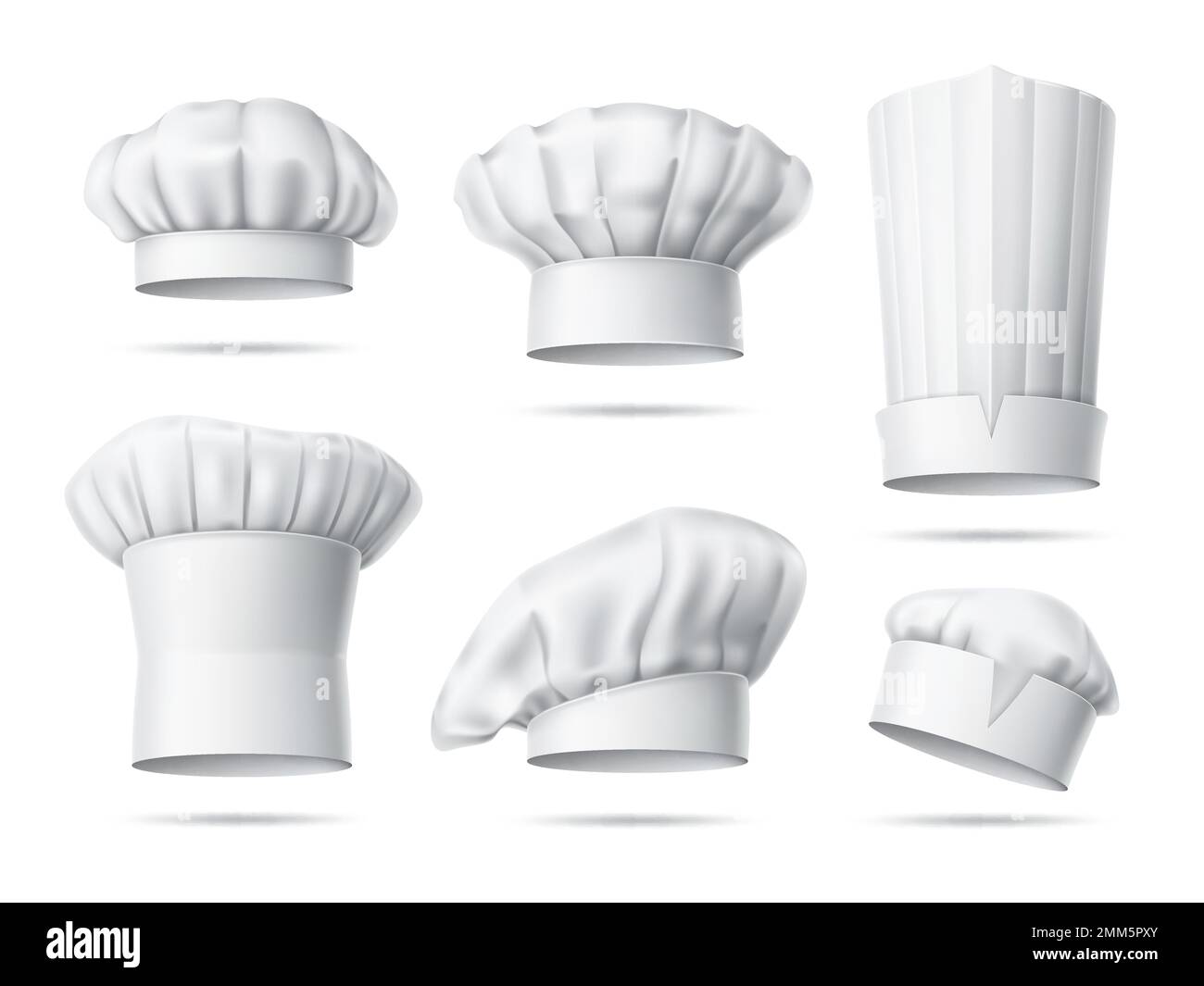 Realistic chefs hats. Professional cooks toques, isolated headgears ...