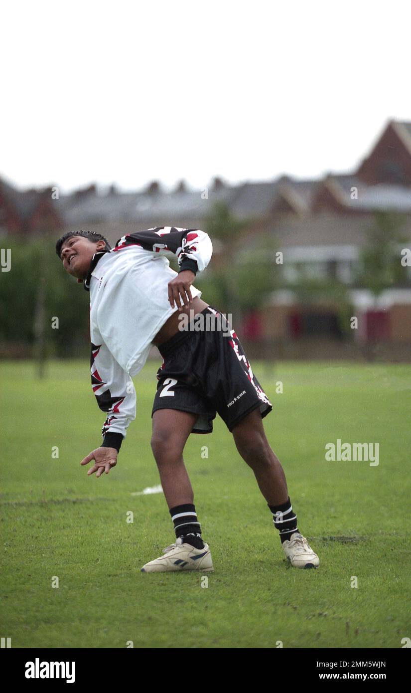 1988, historical, goal celebration...outside on a sports field, a ...