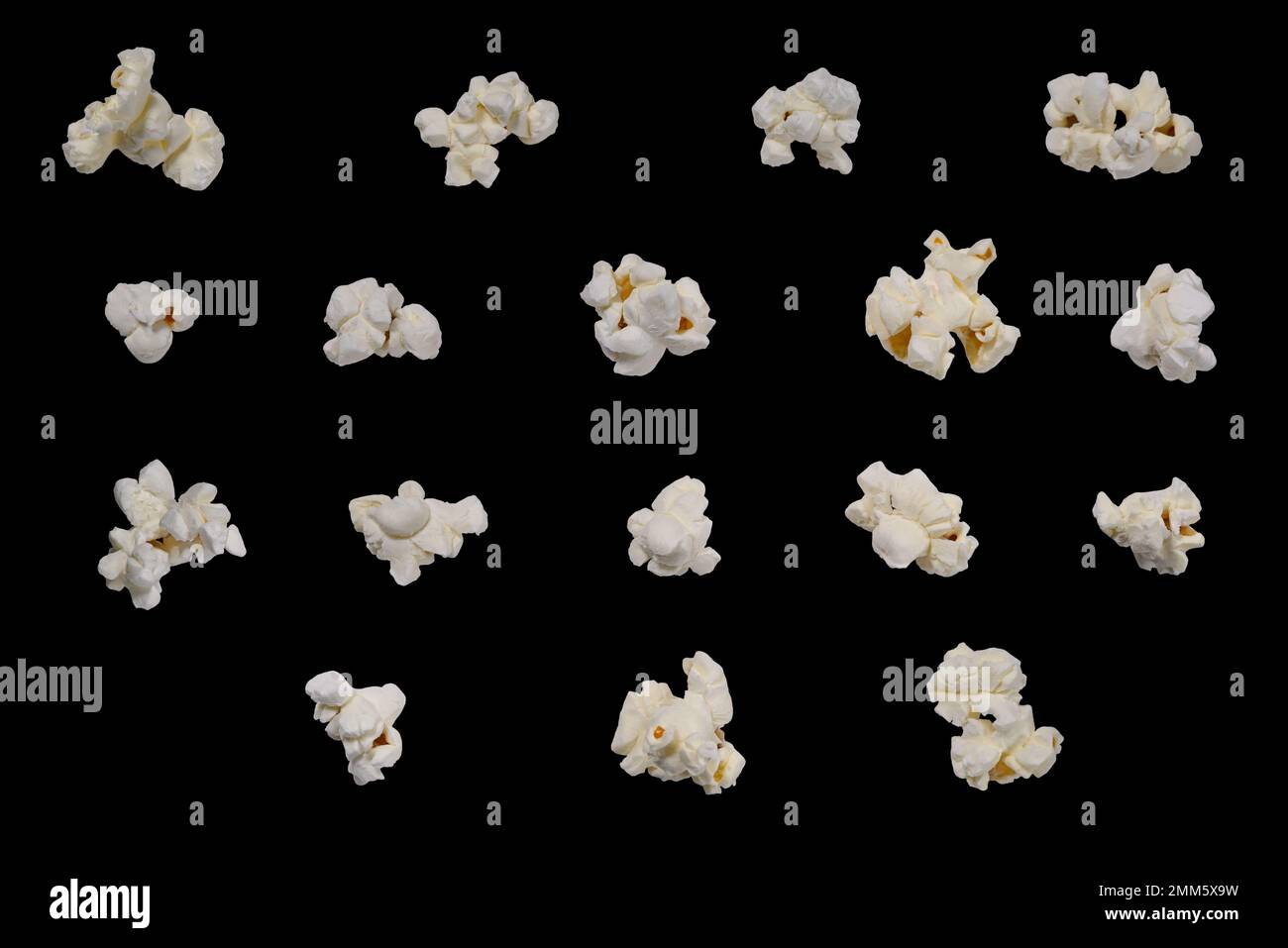 Popcorn set isolated on black background. Popcorn is suitable for ...