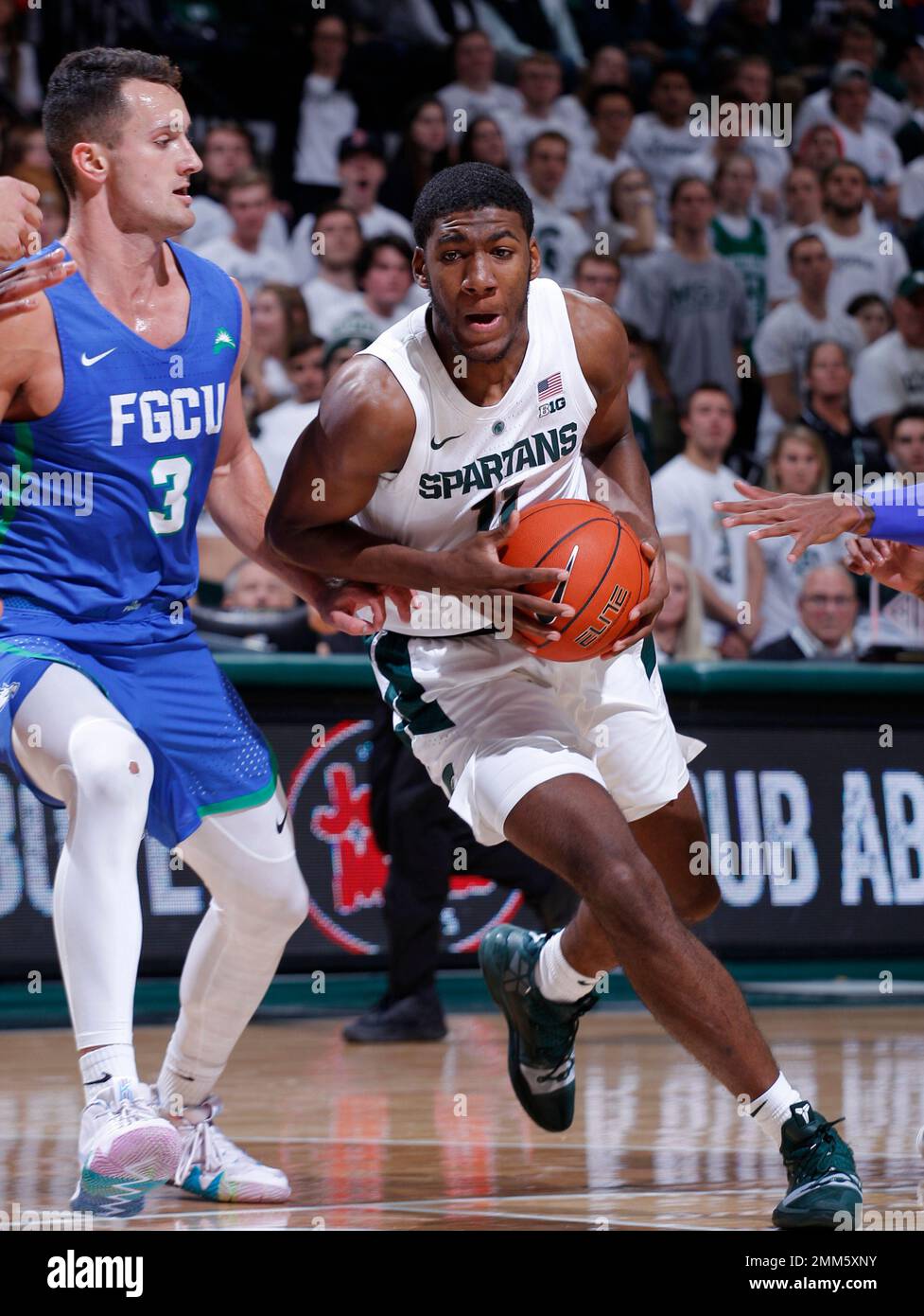Michigan State's Aaron Henry, right, drives against Florida Gulf Coast ...