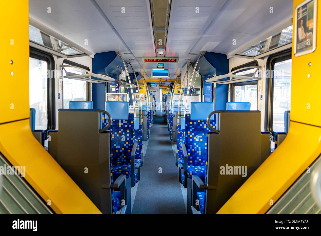 Empty train car from inside Stock Photo - Alamy